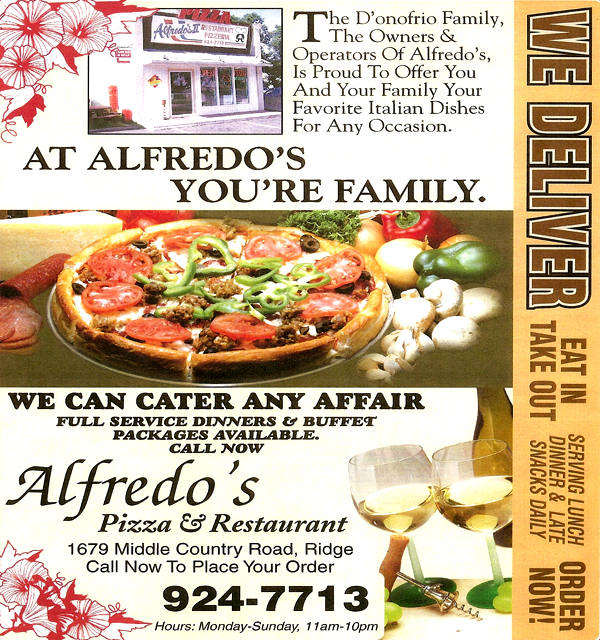 Alfredo's Pizzeria - 1679 Middle Country Road Ridge, NY 11961 * 631.924 ...